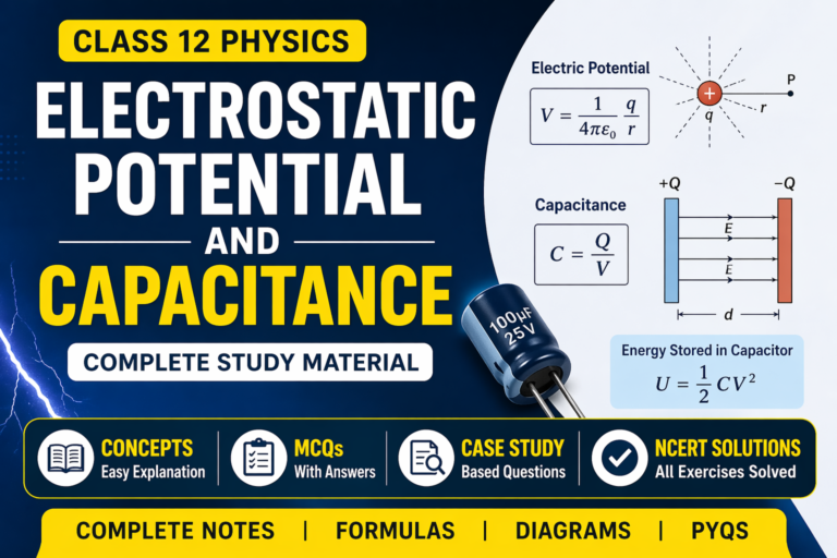 Electrostatic Potential Capacitance Class 12 Notes MCQ